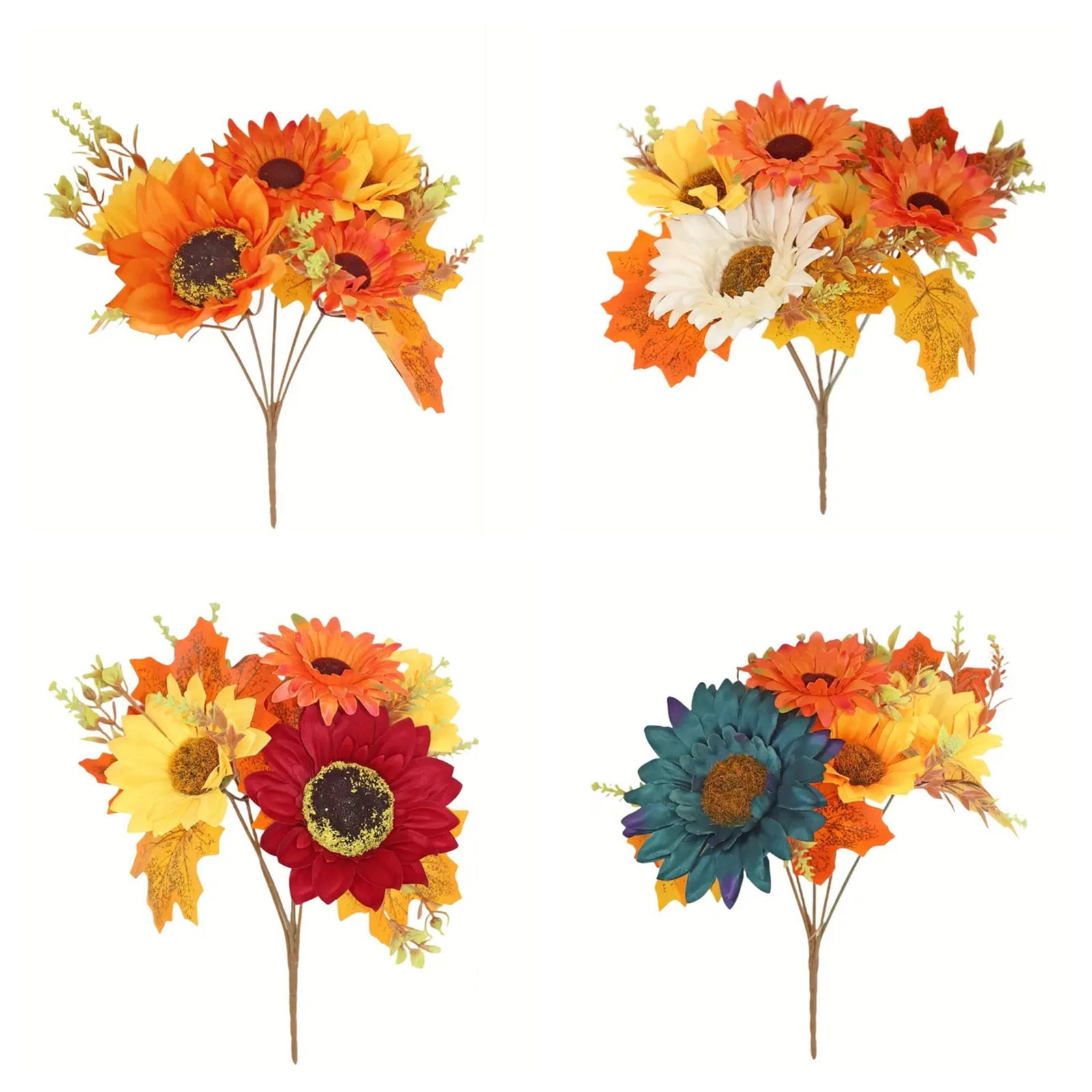 4Pcs Artificial Fall Sunflower Picks Decor, Fall Sunflower Picks with ...