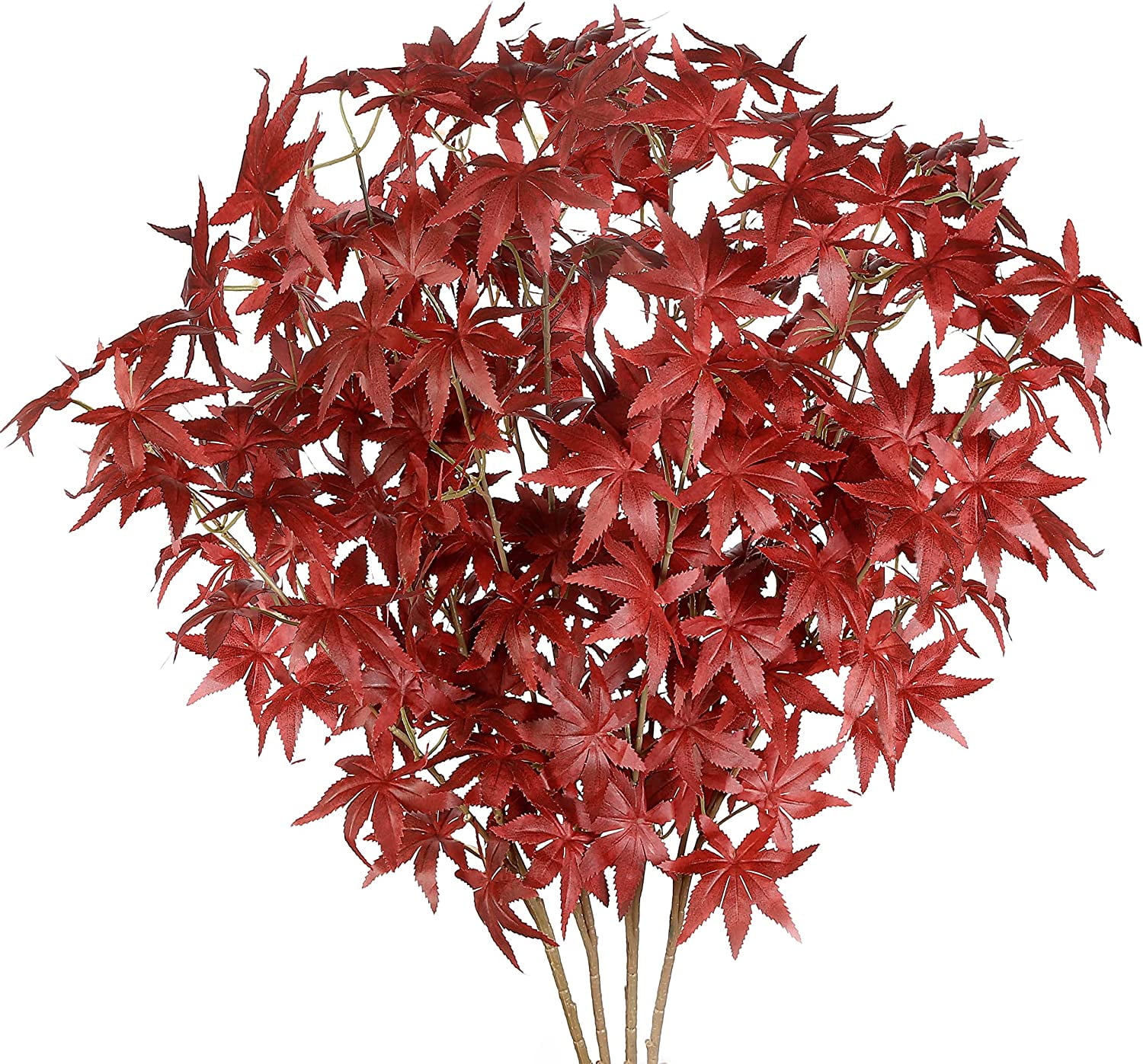 4Pcs Artificial Maple Leaves Branches Fake Fall Leaves Stems Maple ...