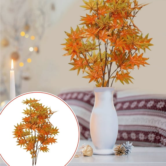 4Pcs Artificial Maple Leaves Branches Fake Fall Leaves Stems Maple ...