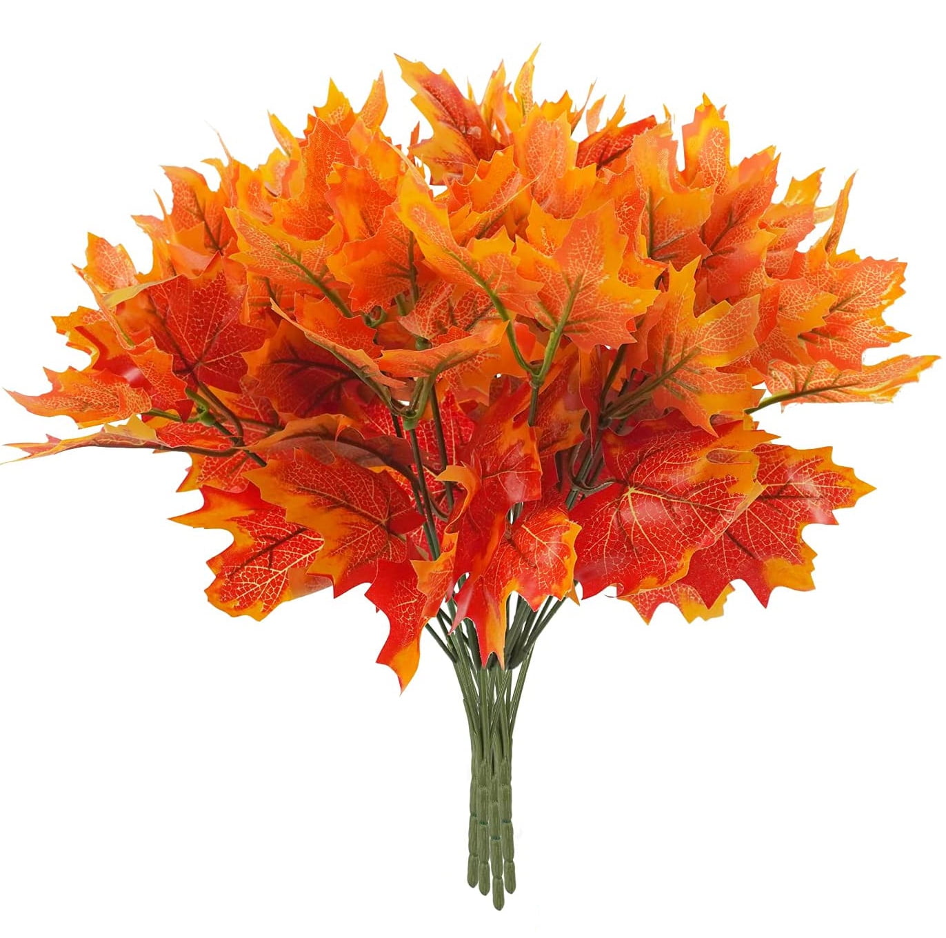 4Pcs Artificial Maple Leaves Branches Fake Fall Leaves Stems Plants ...