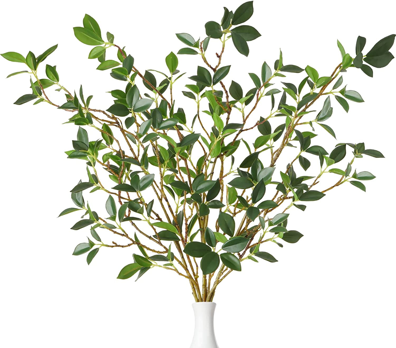 4Pcs Artificial Plant Green Branches Fake Ficus Stems Faux Eucalyptus ...