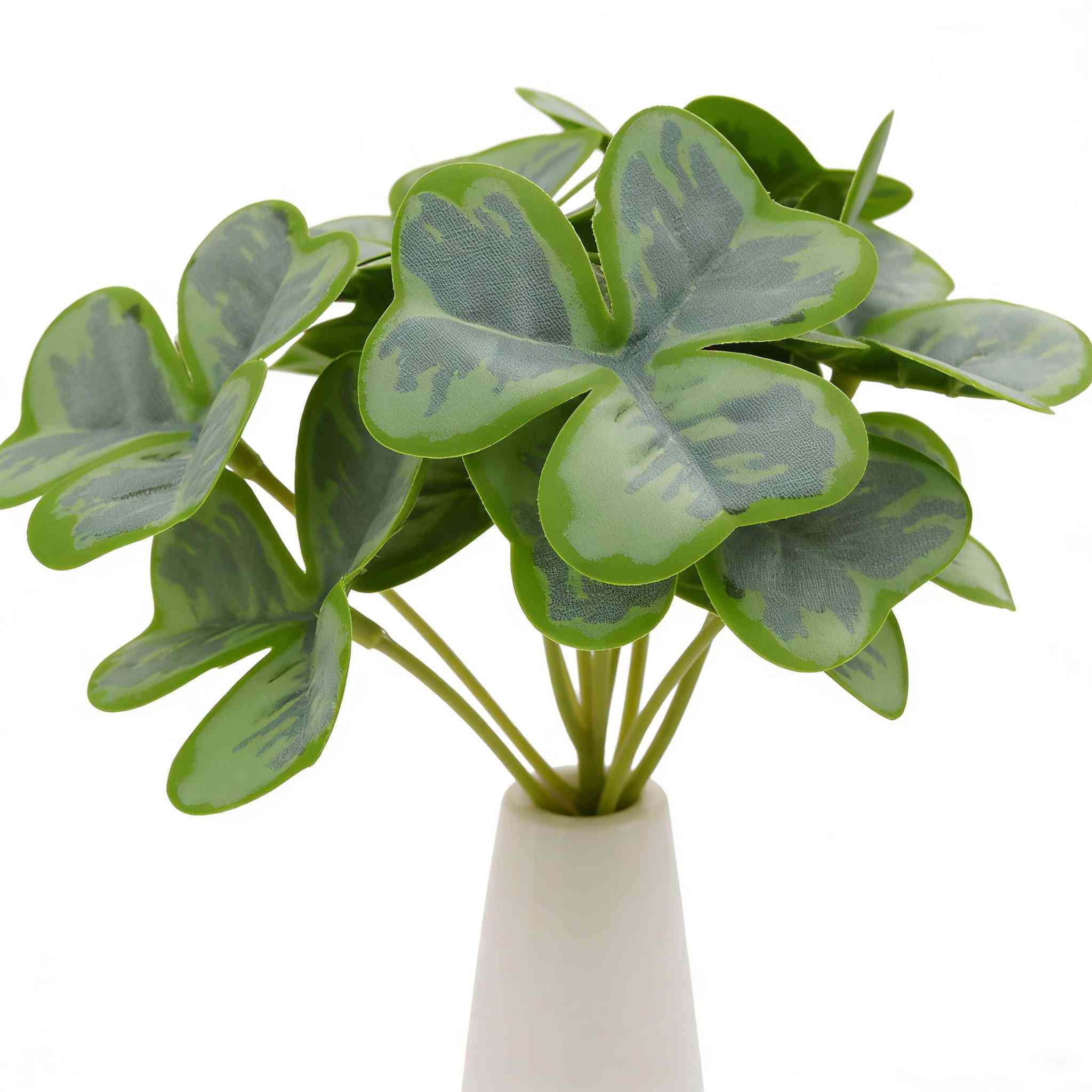 4Pcs Artificial Shamrock Plant, 6.7" Faux Clover Greenery Stems for St ...