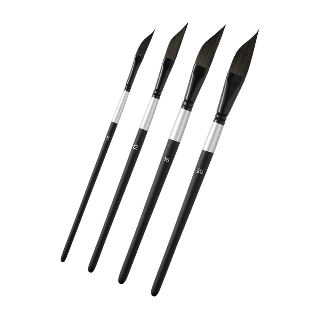 4Pcs Artist Paint Brushes with Oblique Tip Wooden Handle Nylon Bristles ...