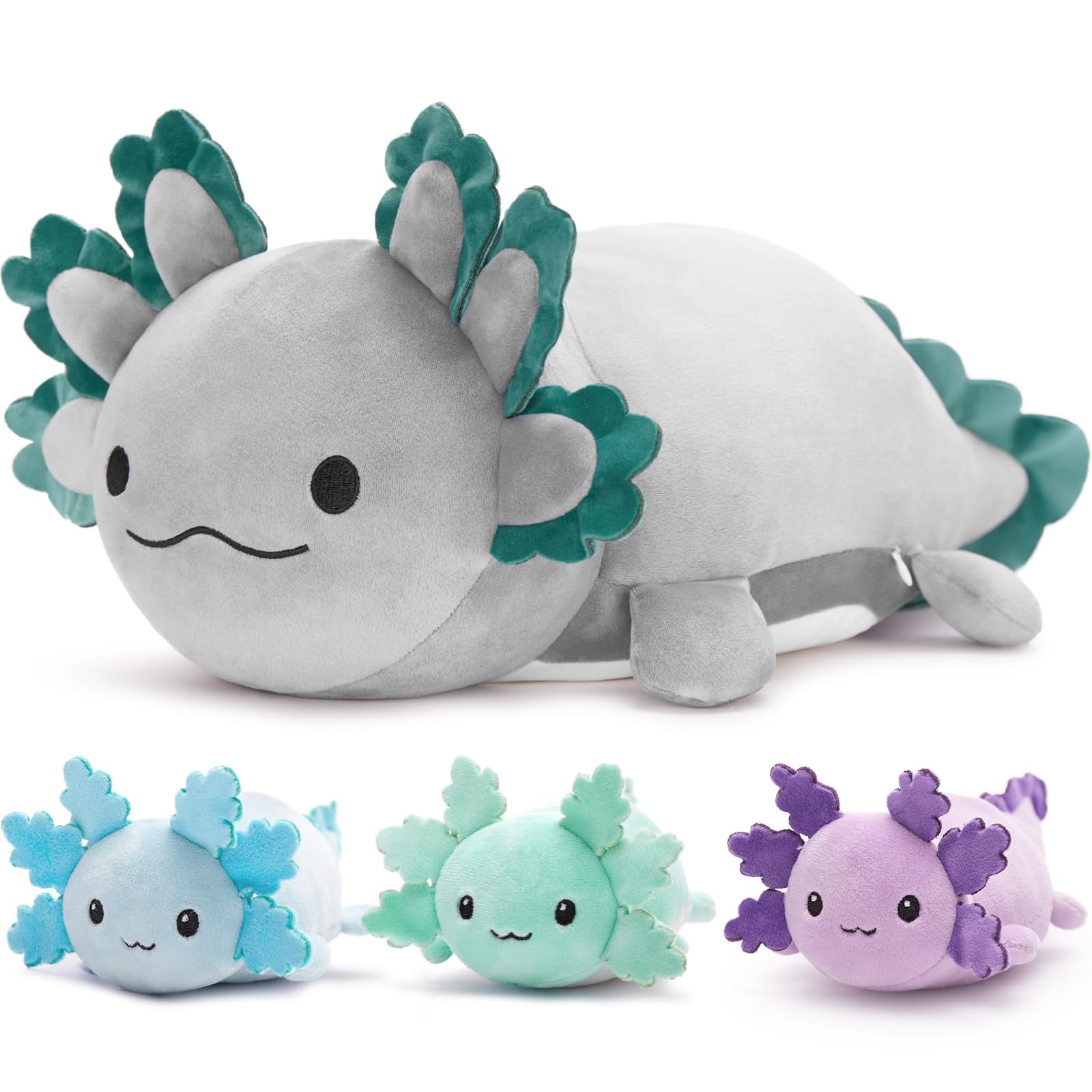 4Pcs Axolotl Plush, Long Axolotl Stuffed Animal Mommy 24 Inch With 3 ...