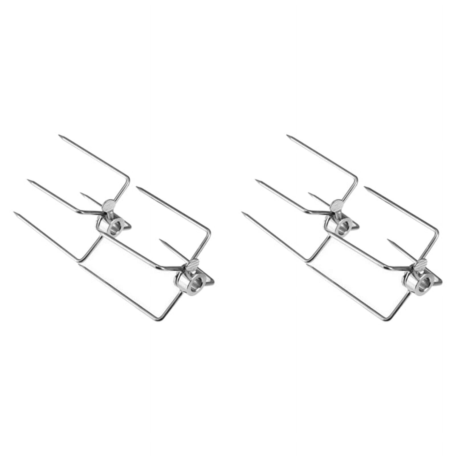4Pcs BBQ Rotisserie Meat Forks Clamp Grill Meatpicks Stainless Steel ...