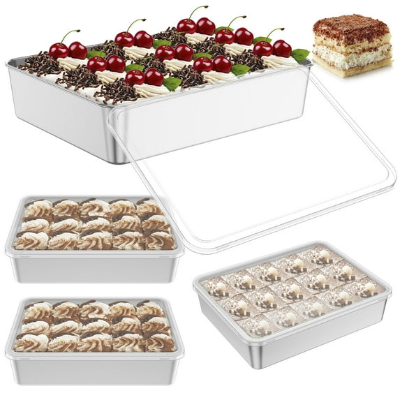 4Pcs Baking Tray for Oven Stainless Steel Rectangle Baking Tin with ...