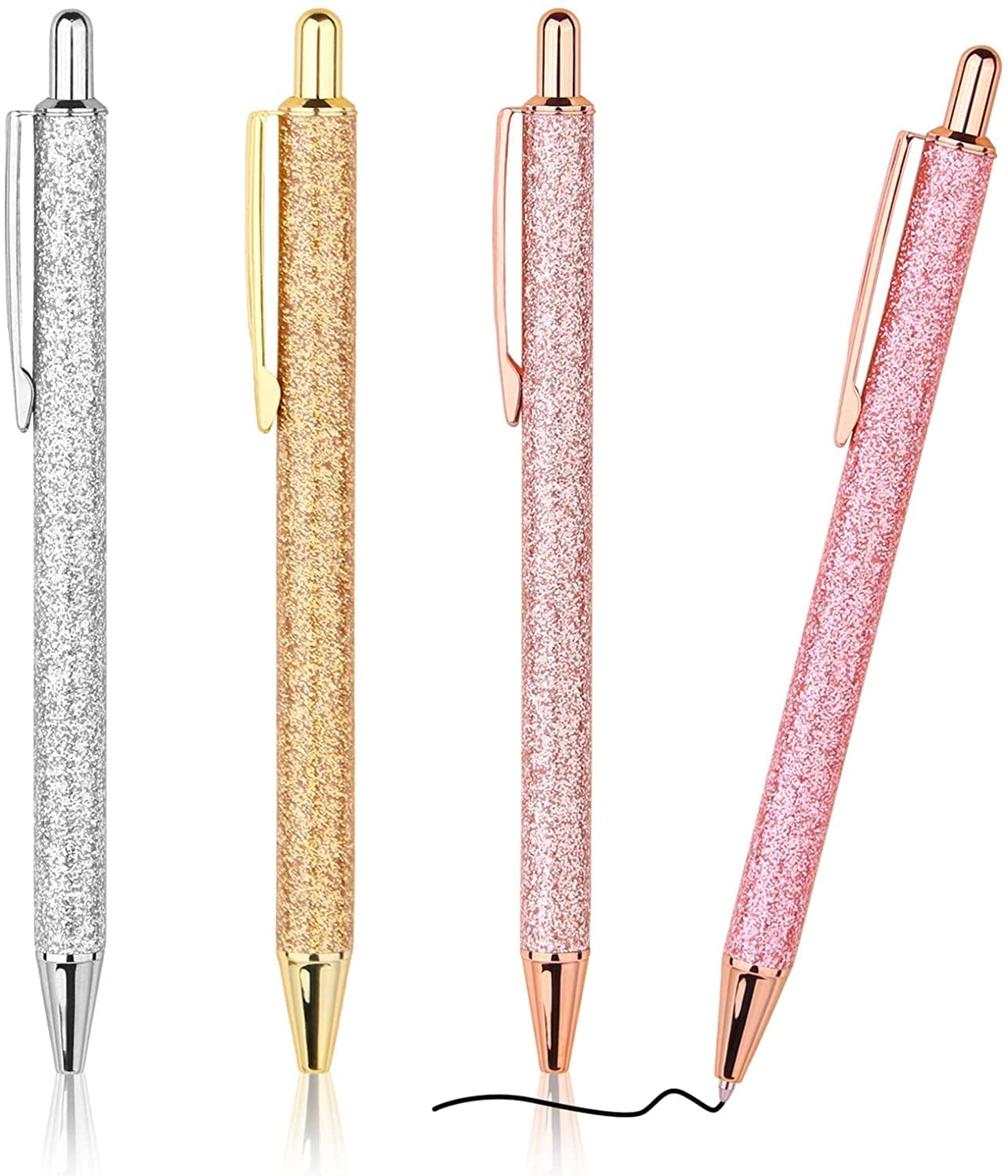 4Pcs Ballpoint Pens, Comfortable Writing Pens, Metal Retractable Pretty ...