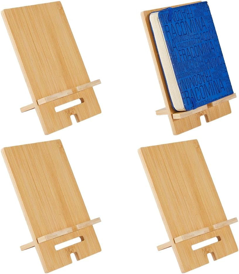 4Pcs Bamboo Book Stand Wooden Desktop Book Holder Small Tabletop Book ...
