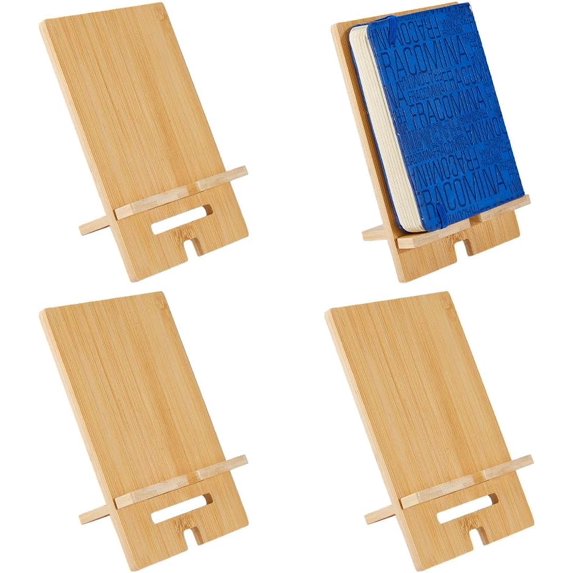 4Pcs Bamboo Book Stand Wooden Desktop Book Holder Small Tabletop Book ...