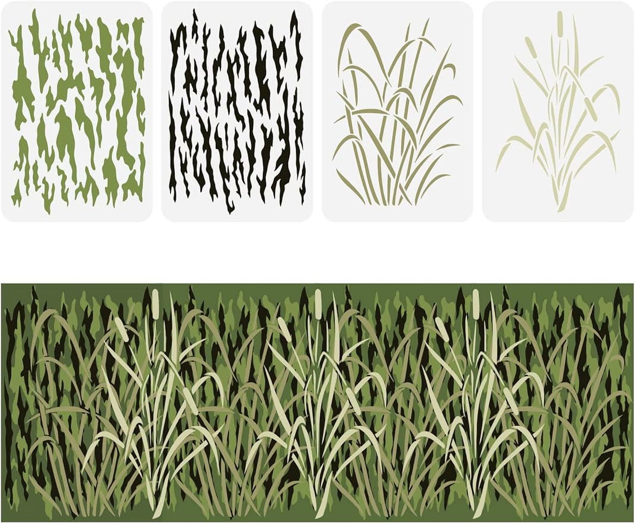 4Pcs Bark Camouflage Stencil Camouflage Grass Bark Reed Pattern ...