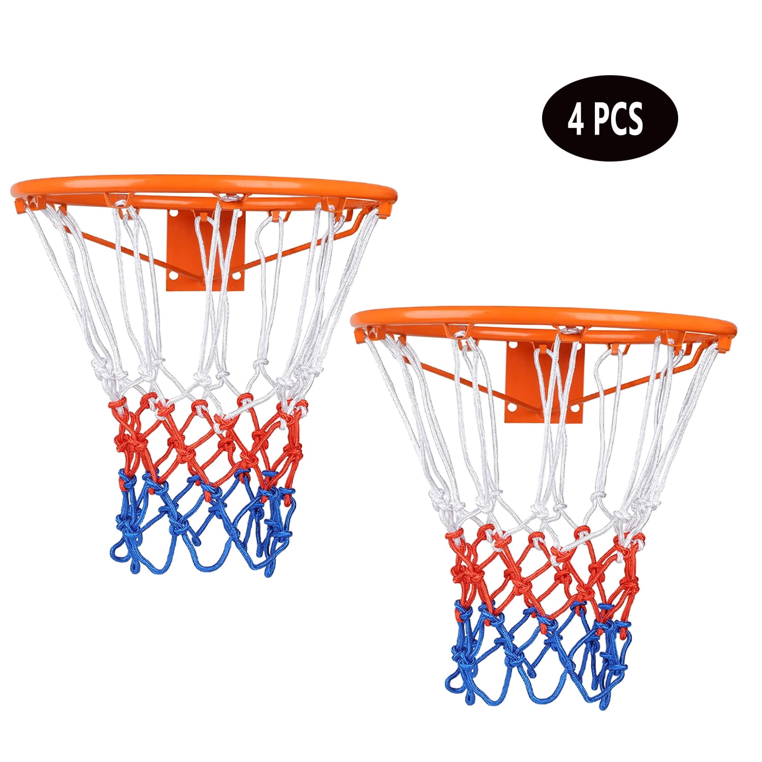 4Pcs Basketball Hoop Net Replacement,Heavy Duty 12 Loops Tri-colored ...