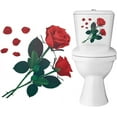 4Pcs Bathroom Rose Toilet Lid Sticker Plants Floral Wall Cover Decals ...