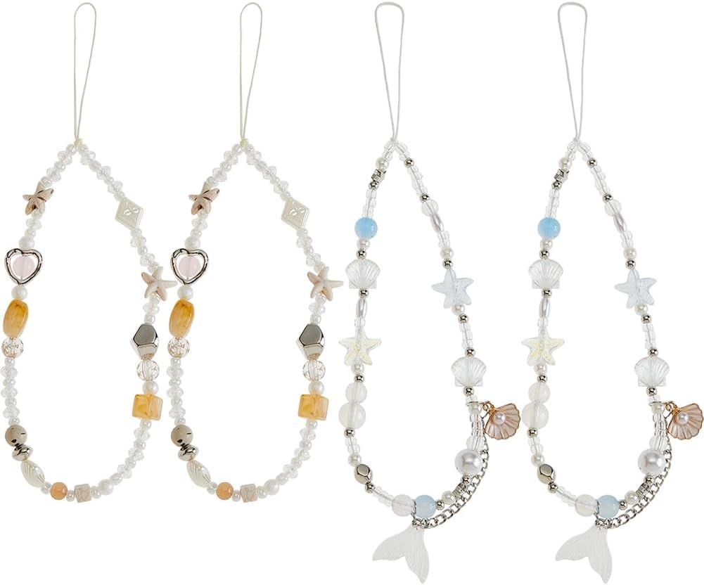 4Pcs Beaded Camera Wrist Strap Set Mixed Fishtail Starfish Charms with ...