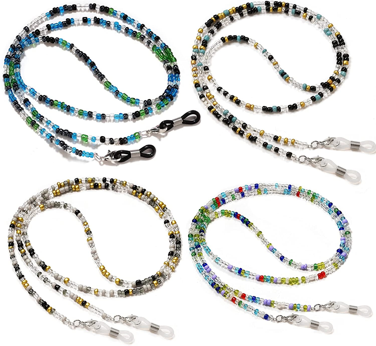 TOSEERY 4Pcs Acrylic Beaded Eyeglass Chains, Sunglass Holder Strap ...