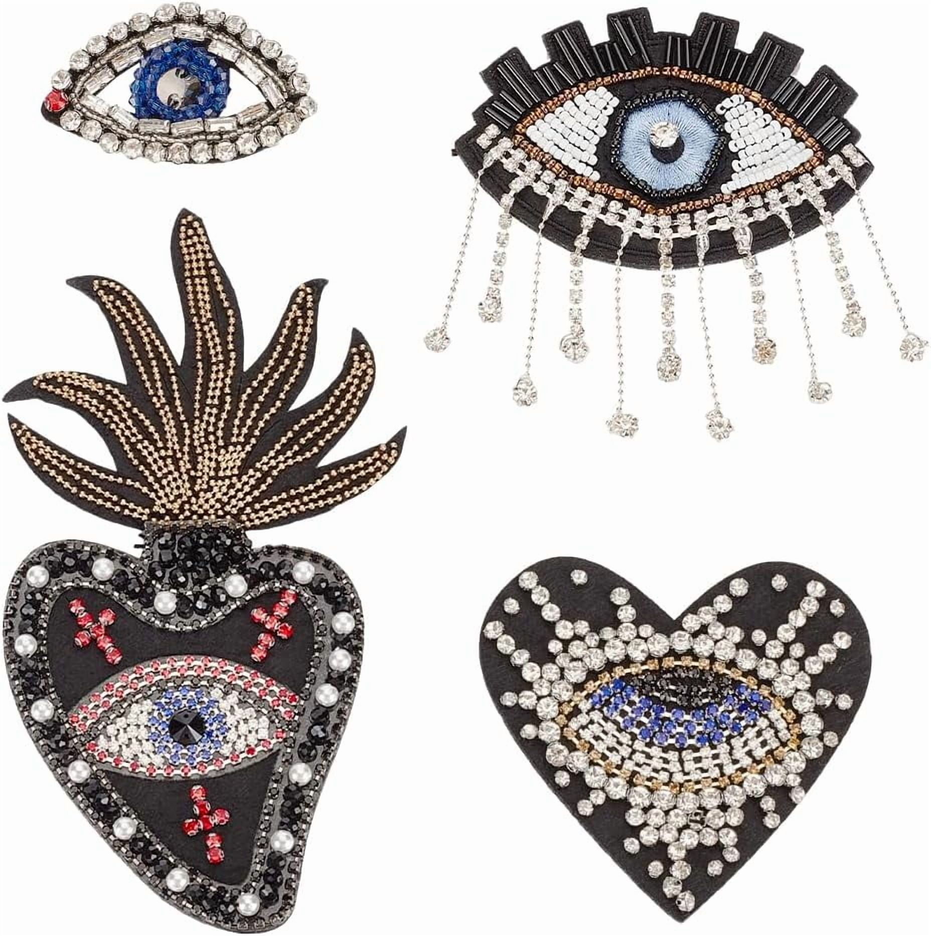 4Pcs Beaded Patches 4 Styles Embroidered Applique Patches Sequined ...