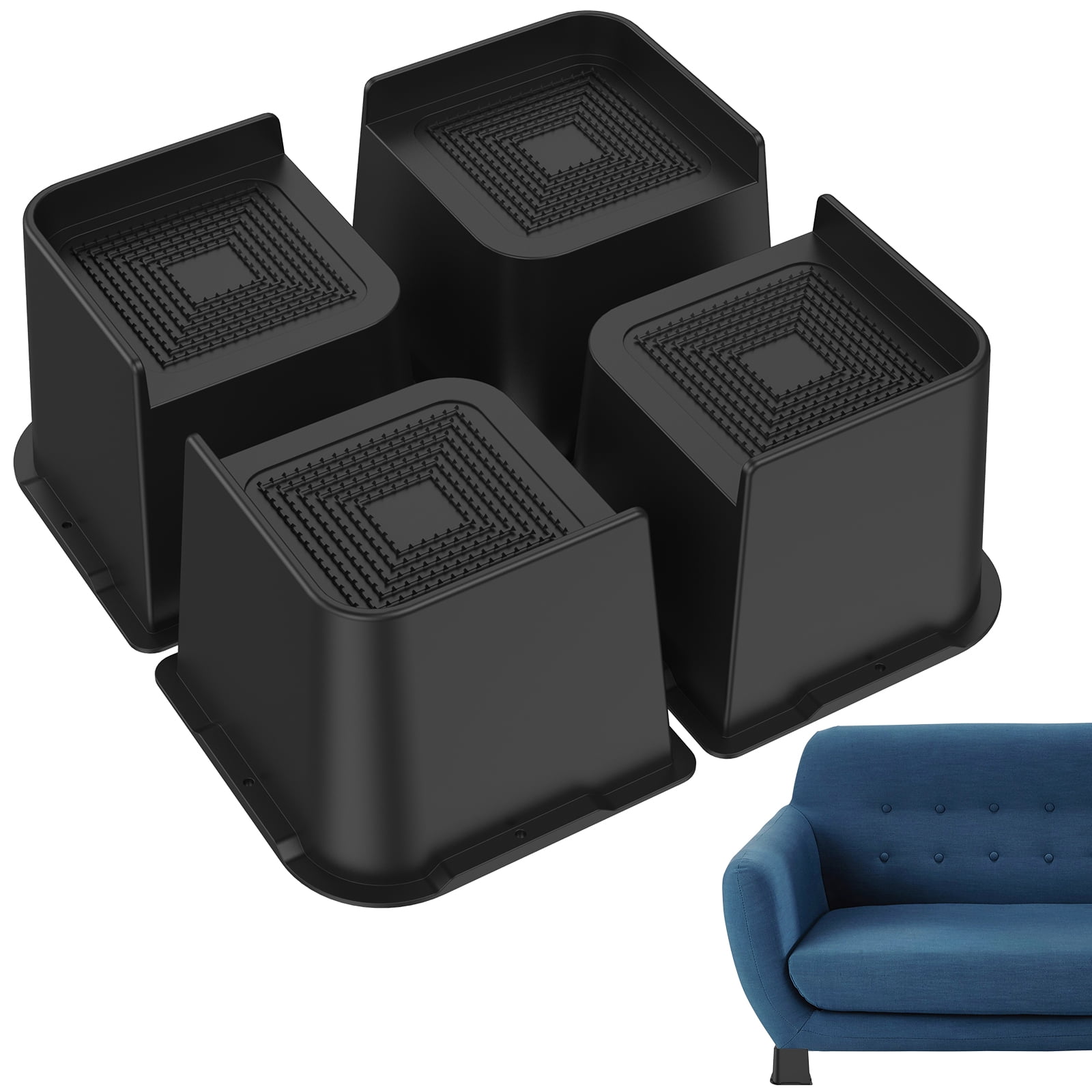 4Pcs Bed Risers Non-Slip Furniture Risers Heavy Duty Sofa Riser Support ...