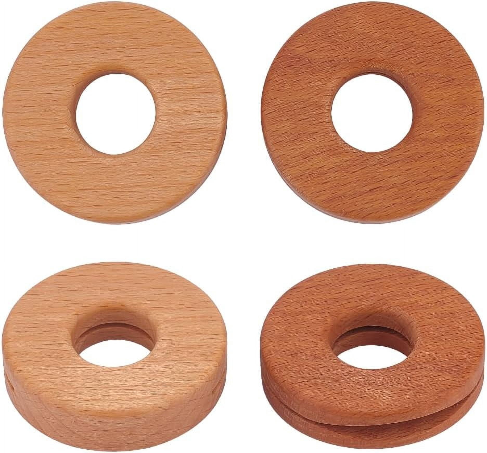 4Pcs Beech Wood Donut Bag Clips 2.1 Inch Dia Wooden Bag Seal Clips Wood ...
