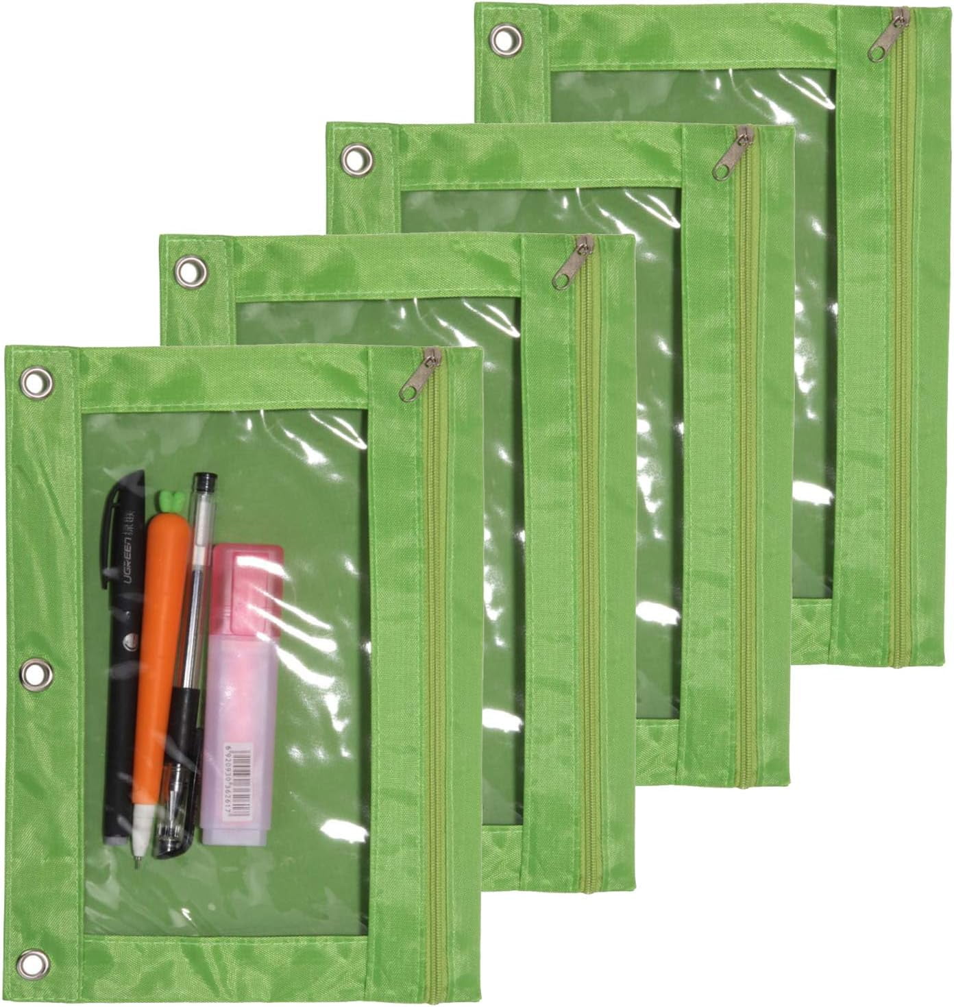 4Pcs Binder Fabric Pencil Pouch with Clear Window, 3-Ring Binder Pencil ...