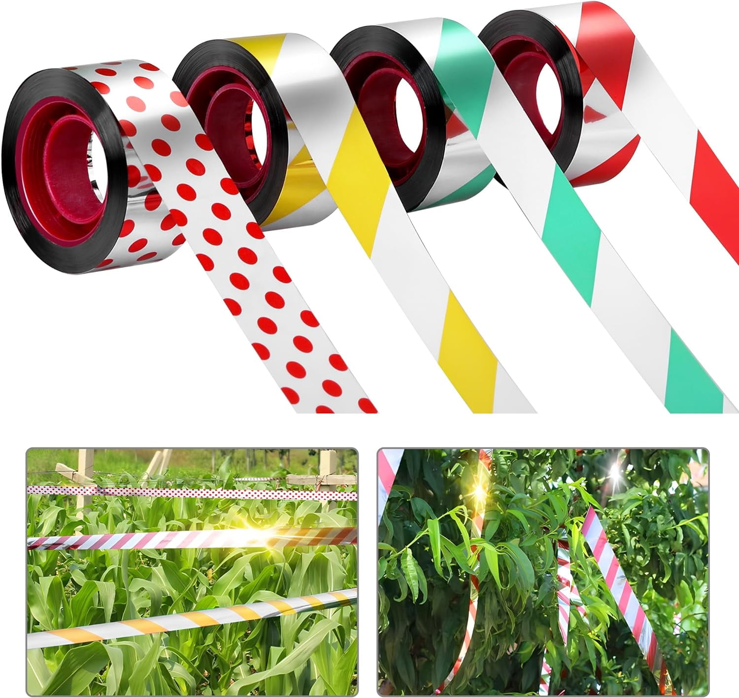 4Pcs Bird Scare Tapes- 164 Ft/Roll Bird Reflective Scare Tape Ribbon ...