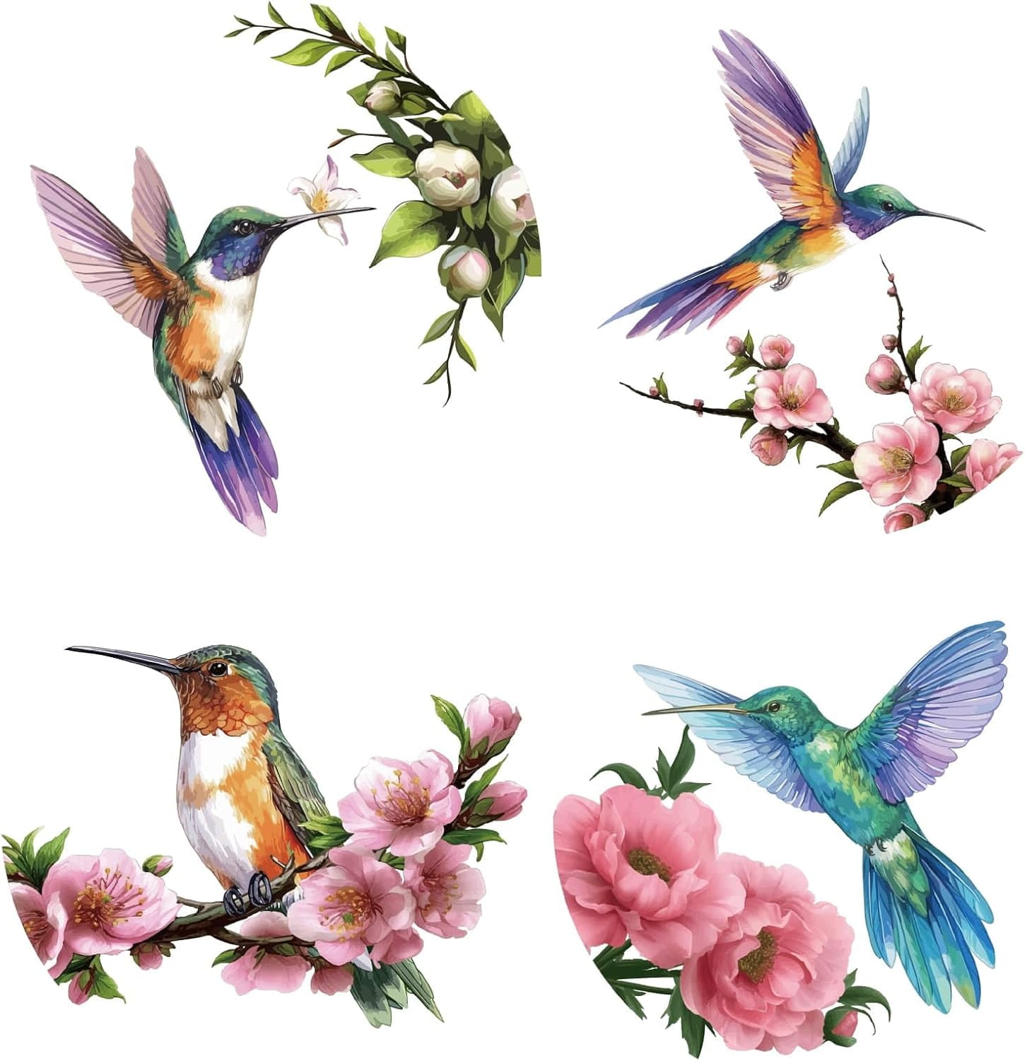 4Pcs Bird Window Clings Flower Birds Spring Summer Glass Sliding Door ...