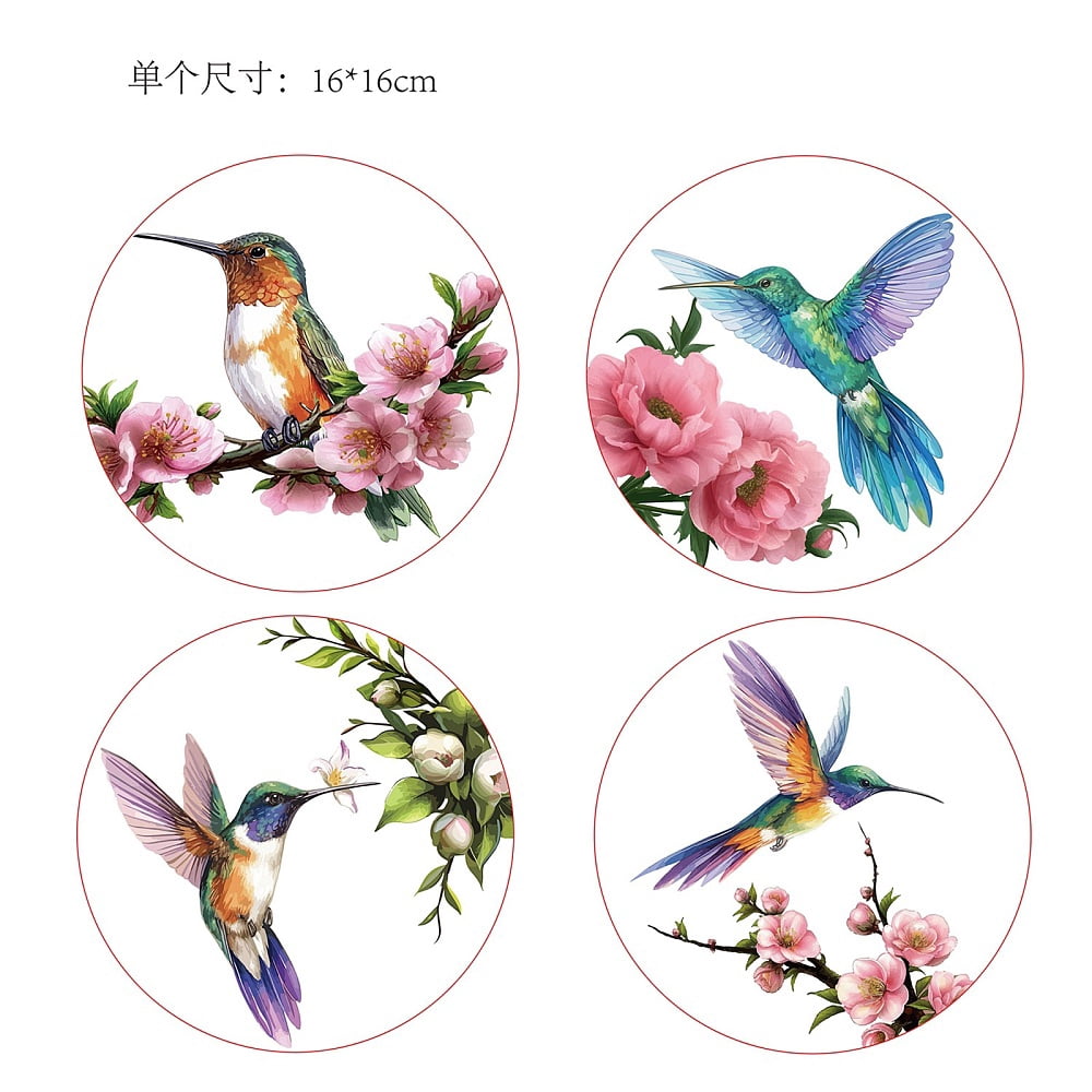 4Pcs Bird Window Clings Flower Birds Spring Summer Glass Sliding Door ...