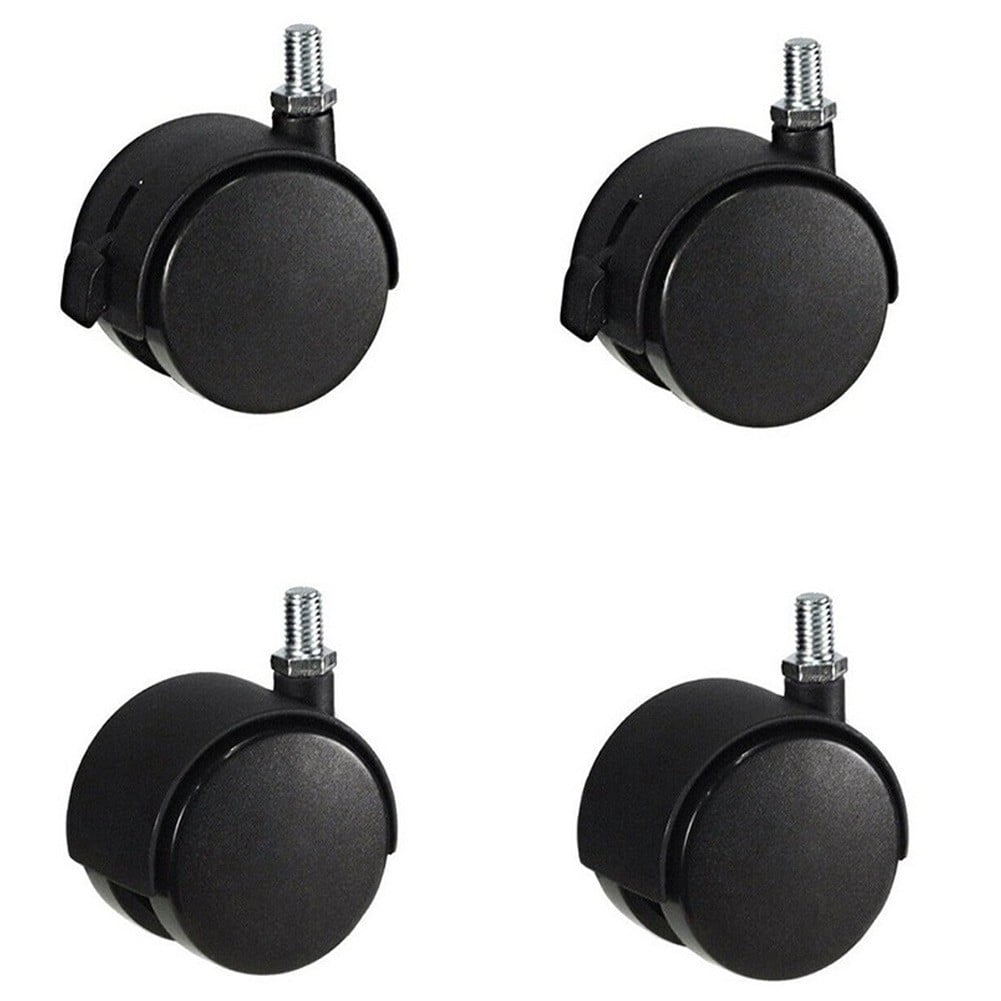 4Pcs Black Furniture Castor Wheels Set with Brakes,M8 Thread Swivel ...