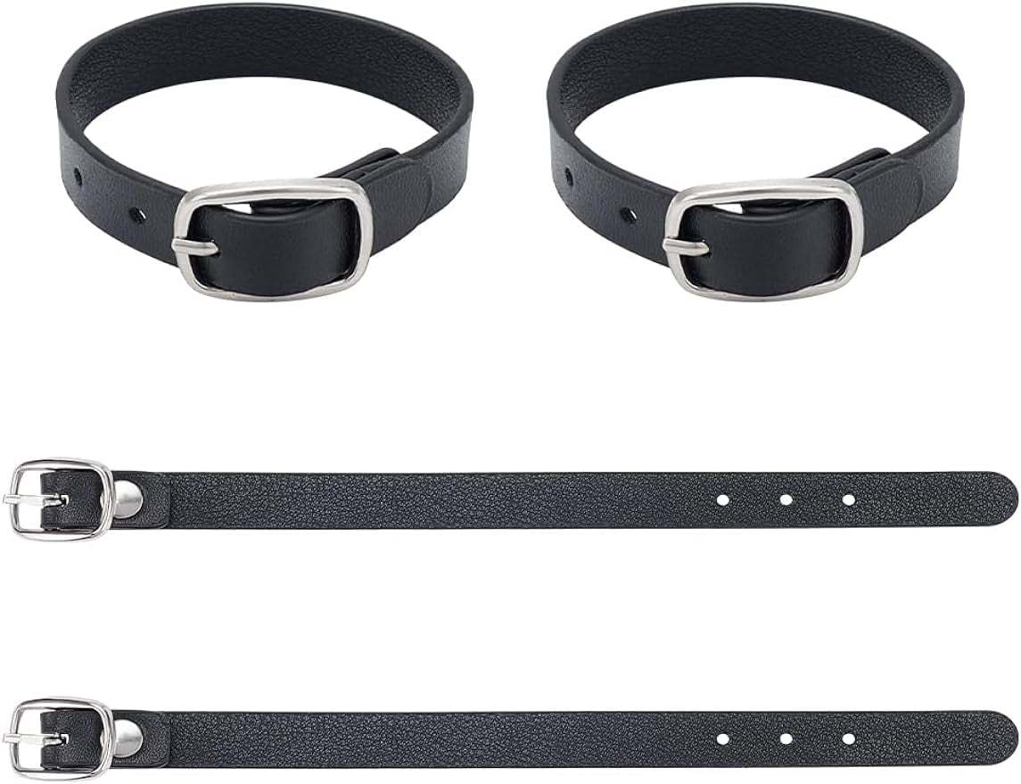 4Pcs Black Kilt Extender Buckle Straps 7.56x0.71x0.28 Inch PU Imitation ...
