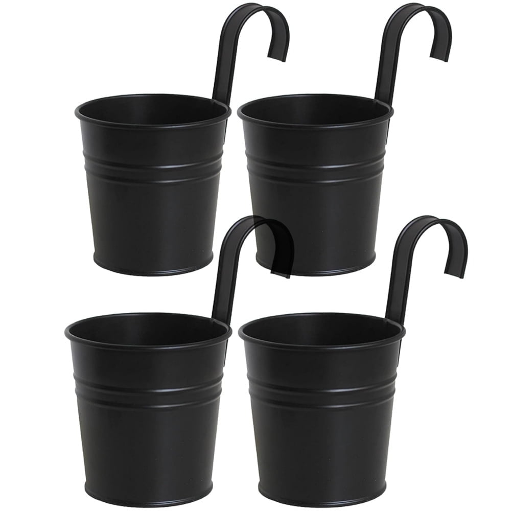 4Pcs Metal Railing Planter for Outdoor Plants,Fence Hanging Flower Pots ...