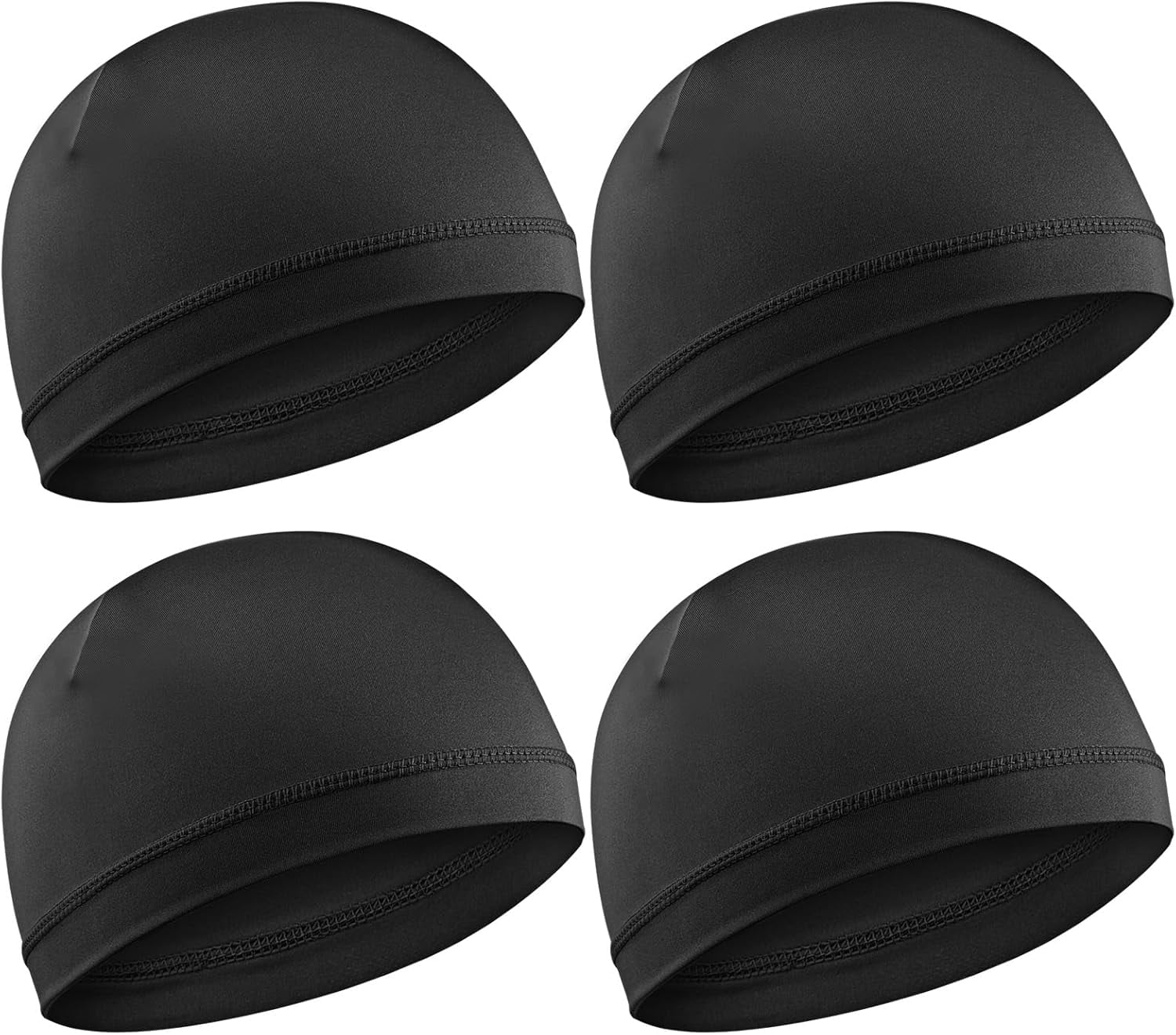 4Pcs Black Skull Caps, Wicking Skull Caps for Men, Stretchy Wave Cap ...