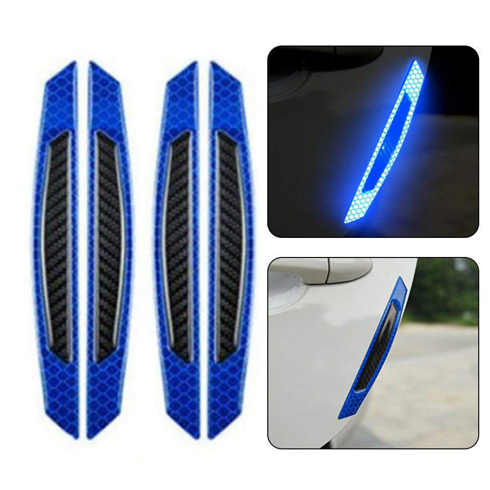 4Pcs Blue Reflective Warn Strips Car Bumper Reflector Stickers Decals ...