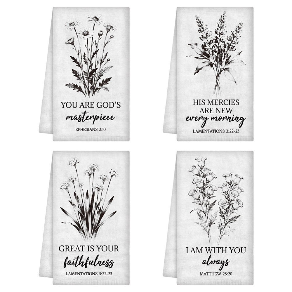 4Pcs Boho Floral Hand Towels Set Minimalist Botanical Decorative ...