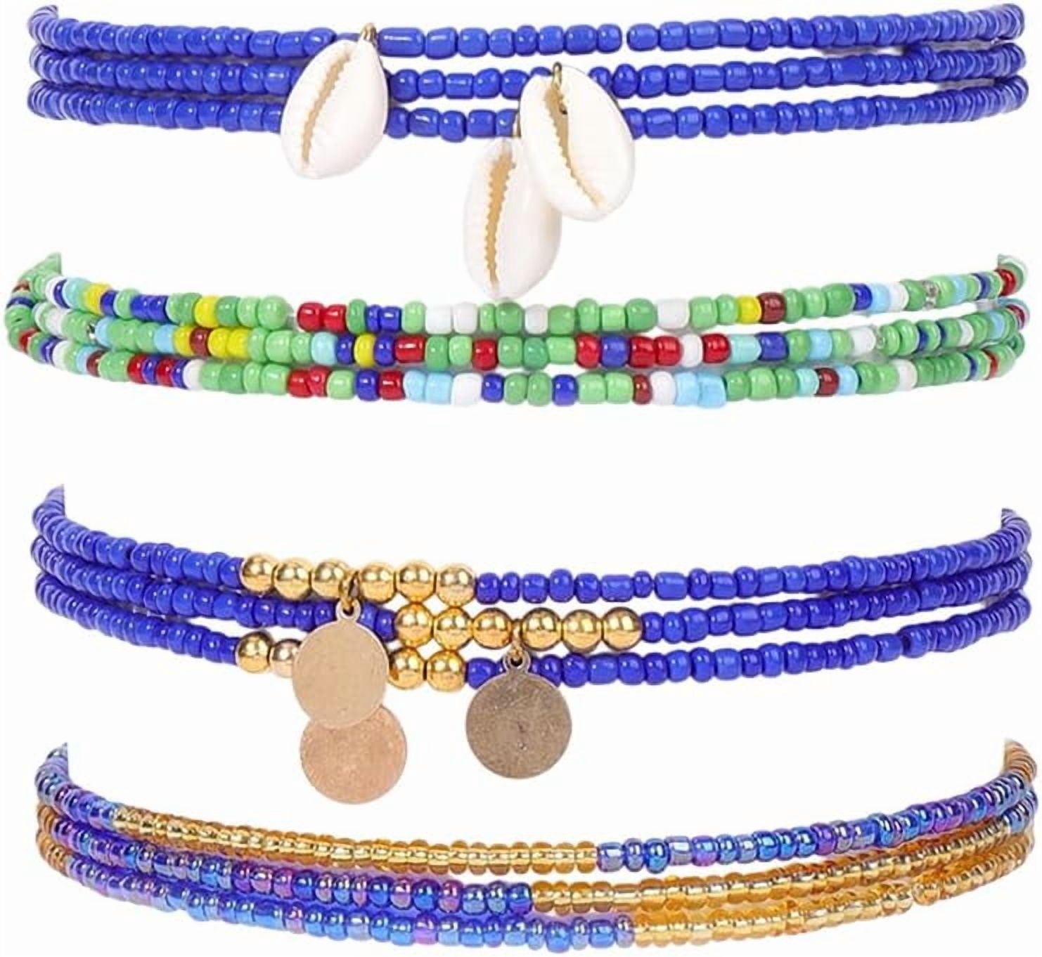 4Pcs Boho Waist Beads Adjustable Slim Chain Belts Seed Beaded Belly ...
