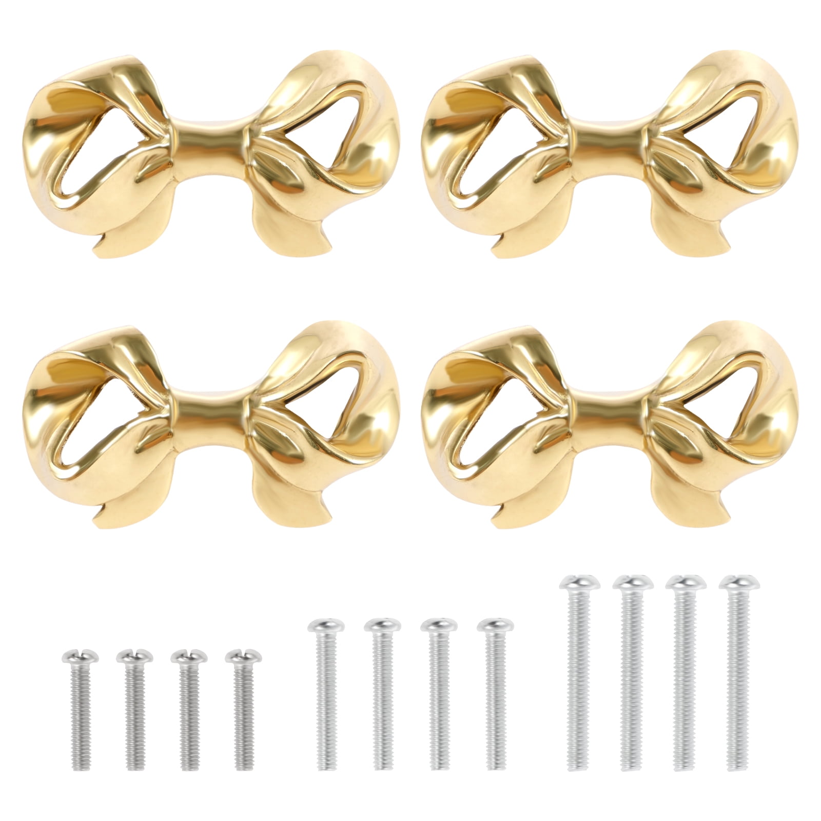 4Pcs Bow Knobs Brass Bow Shaped Drawer Knobs Decorative Gold Bow Pull Handles Bow Dresser Knobs ...