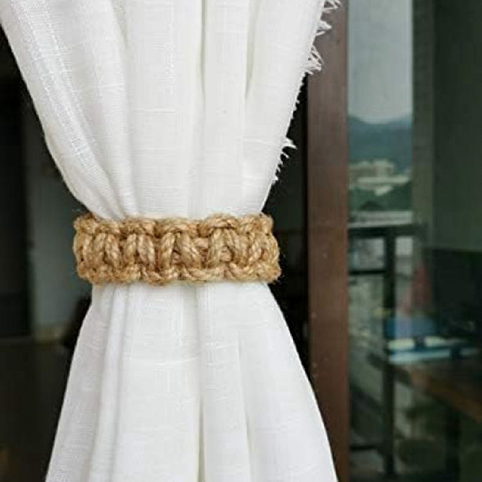 4Pcs Braided Curtain Tiebacks for Drapes, Rustic Curtain Holdbacks ...