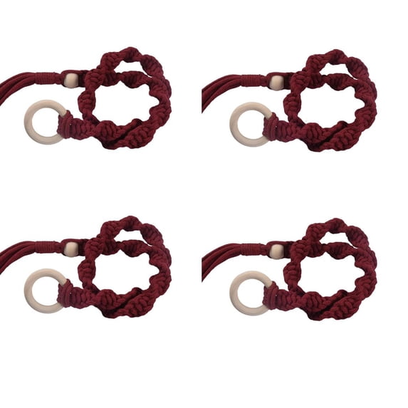 4Pcs Braided Rope Tassels Curtain Accessories Tiebacks with Wood Rings ...