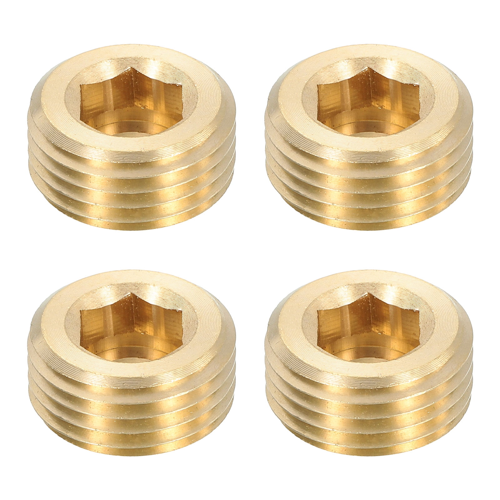 4Pcs Brass Pipe Plug Fitting, 1/2" BSP Male Internal Hex Thread Socket ...