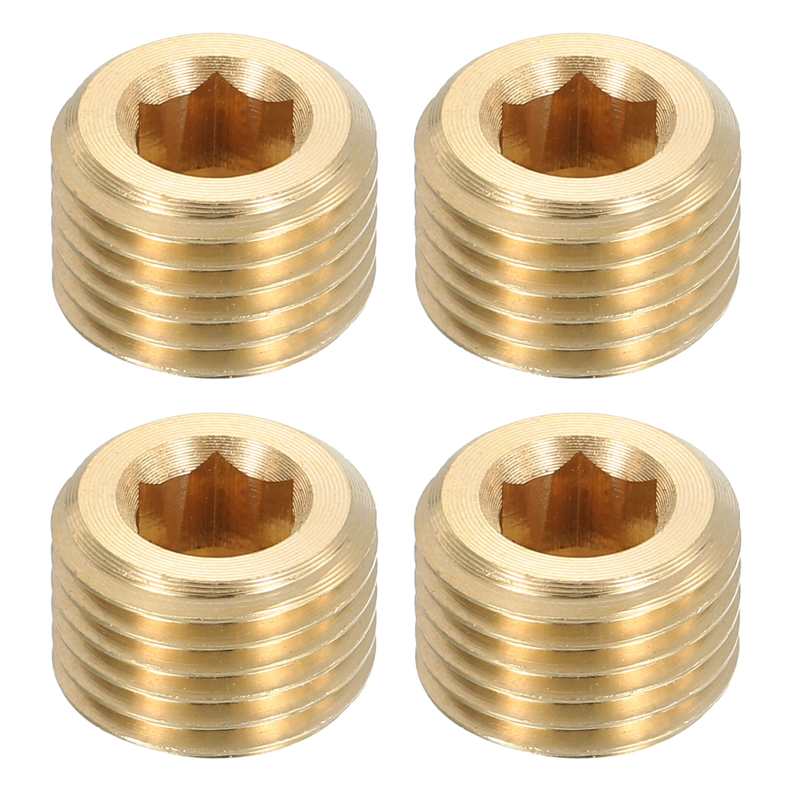 4Pcs Brass Pipe Plug Fitting, 1/4" BSP Male Internal Hex Thread Socket ...