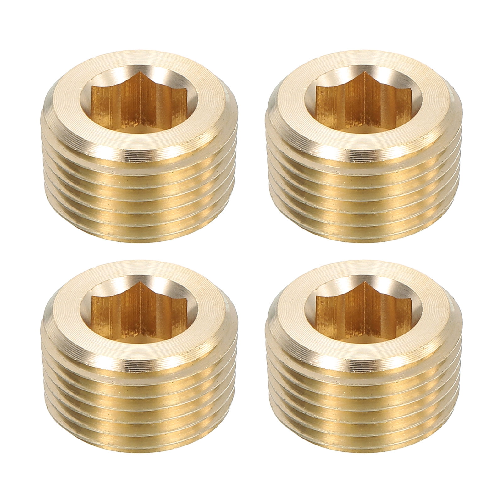 4Pcs Brass Pipe Plug Fitting, 3/8" PT Male Internal Hex Thread Socket Pipe Plug - Walmart.com