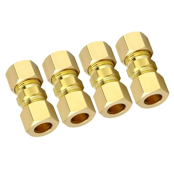 4Pcs Brass Plumbing Connector 1/4inch Compression Tube Fittings Adapter ...