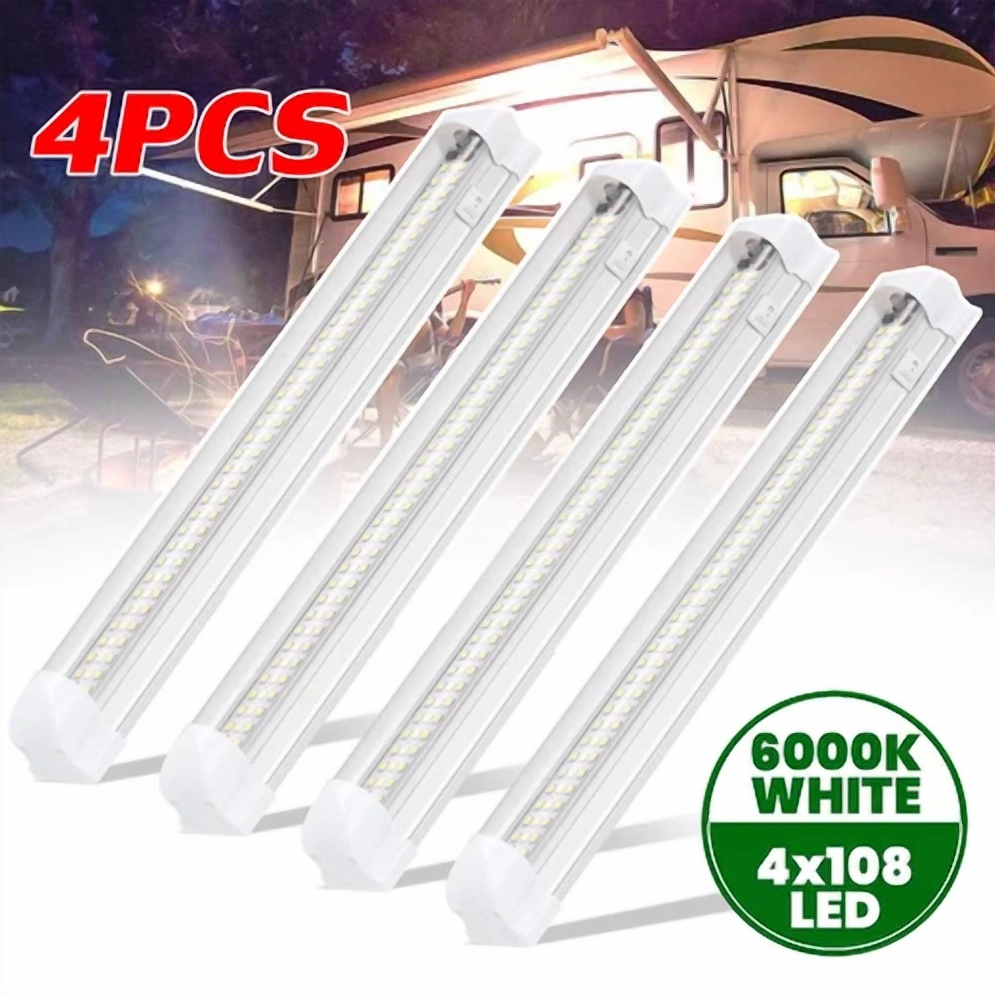 4Pcs Bright 108 Leds Ceiling Car Interior Strip Light Bar Lamp Trailer ...