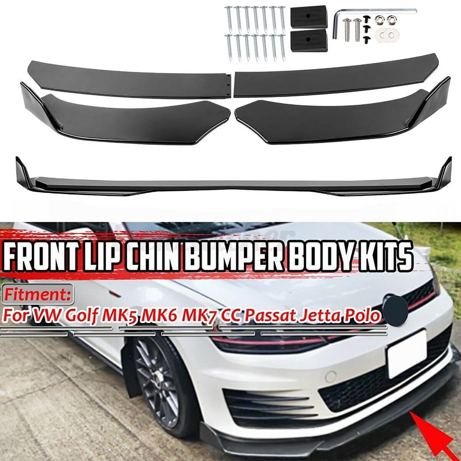 4Pcs Bumper Lip Splitter Body Kit, Front Spoiler Black Glossy Front ...
