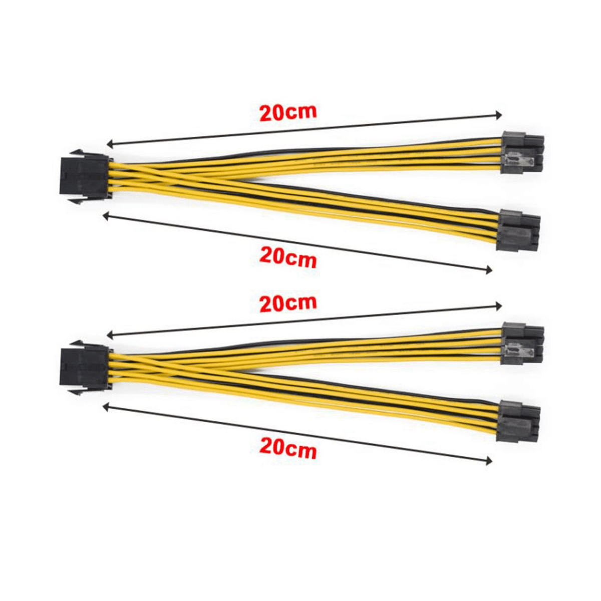 4Pcs CPU 8Pin Female 1 to 2 Male 4+4Pin Y Splitter Power Supply Cable ...