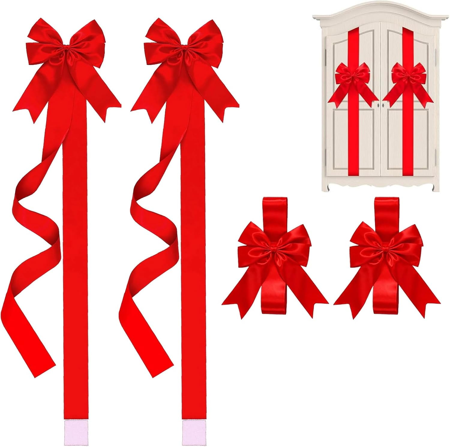 4Pcs Cabinet Bows for Kitchen Christmas Decorations, Red Cabinet Bows ...