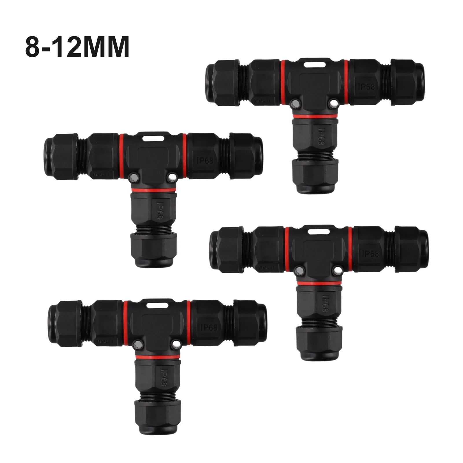 4Pcs Cable Connectors Waterproof Ip68 3 Pin Cable Connector T-Shape ...