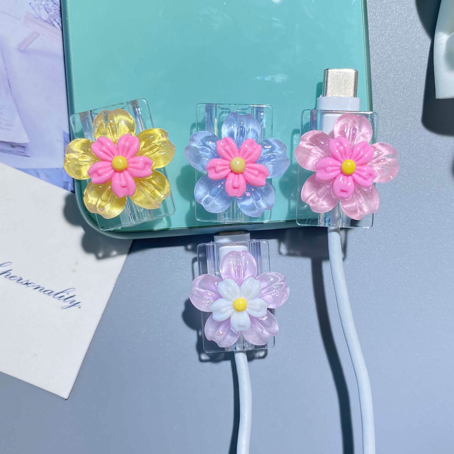 4Pcs Of Cable Protector for iPhone Charger, Cute Pattern Phone Cable ...