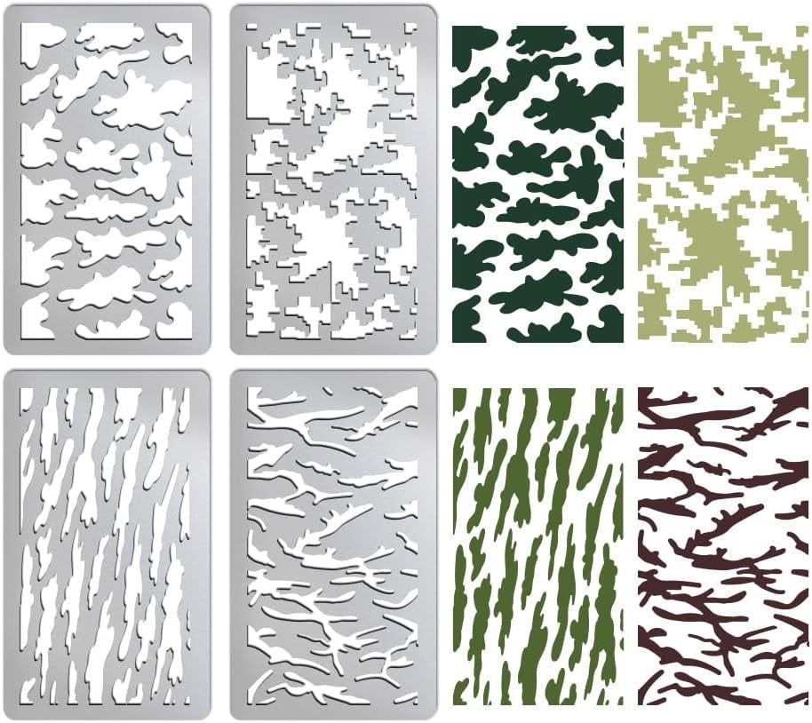 4Pcs Camo Stencils for Craft Wood Burning Camouflage Metal Stencil ...