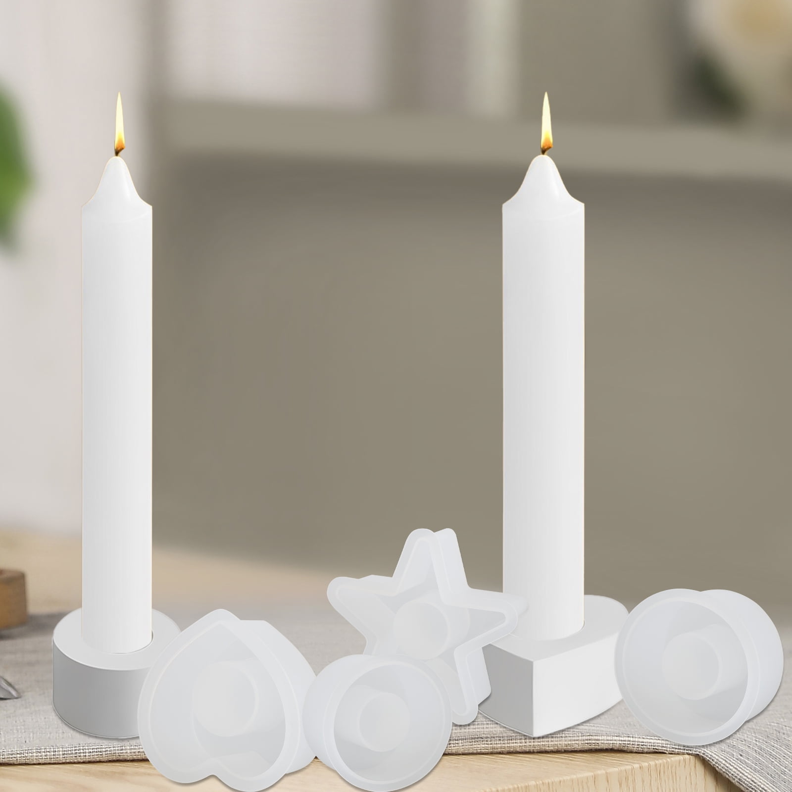 4Pcs Candle Holder Mould Set Heat Resistant Silicone Candlestick Epoxy ...