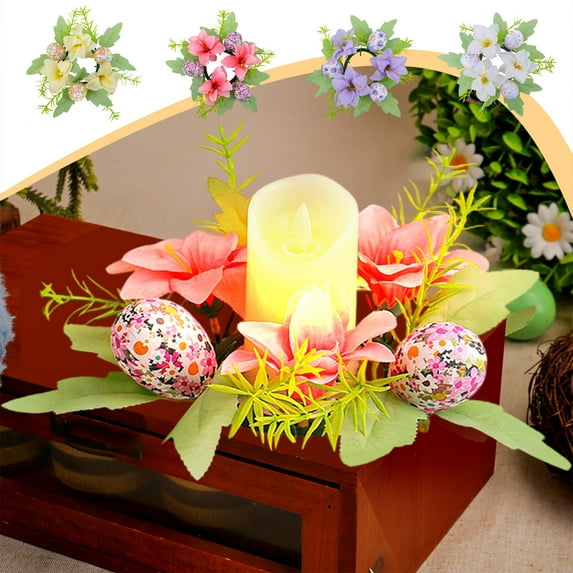 4Pcs Candle Wreath Arrangement under $5! Kadlawus Easter Candle Holder ...