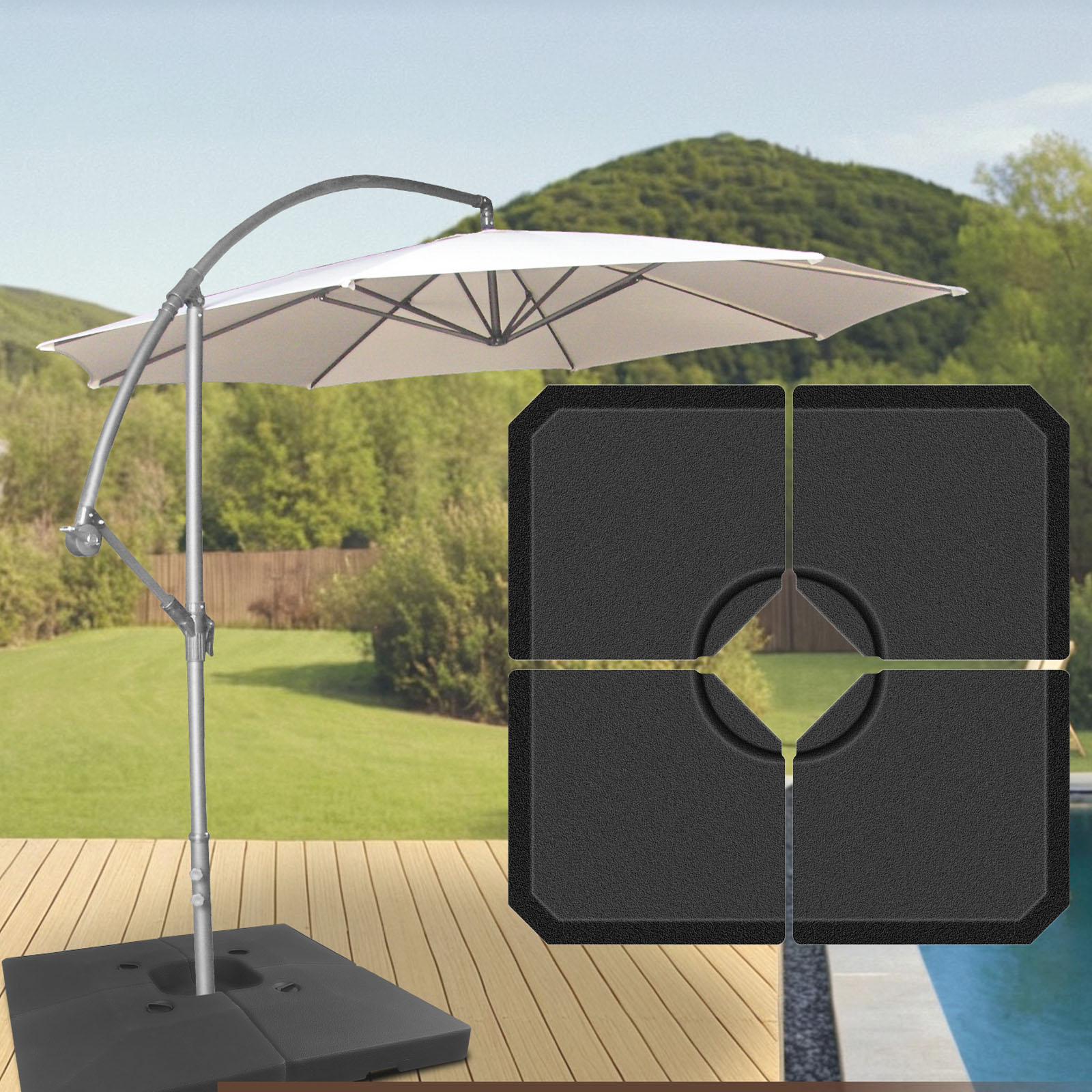 4Pcs Cantilever Offset Patio Umbrella Stand Square Base, Cantilever ...