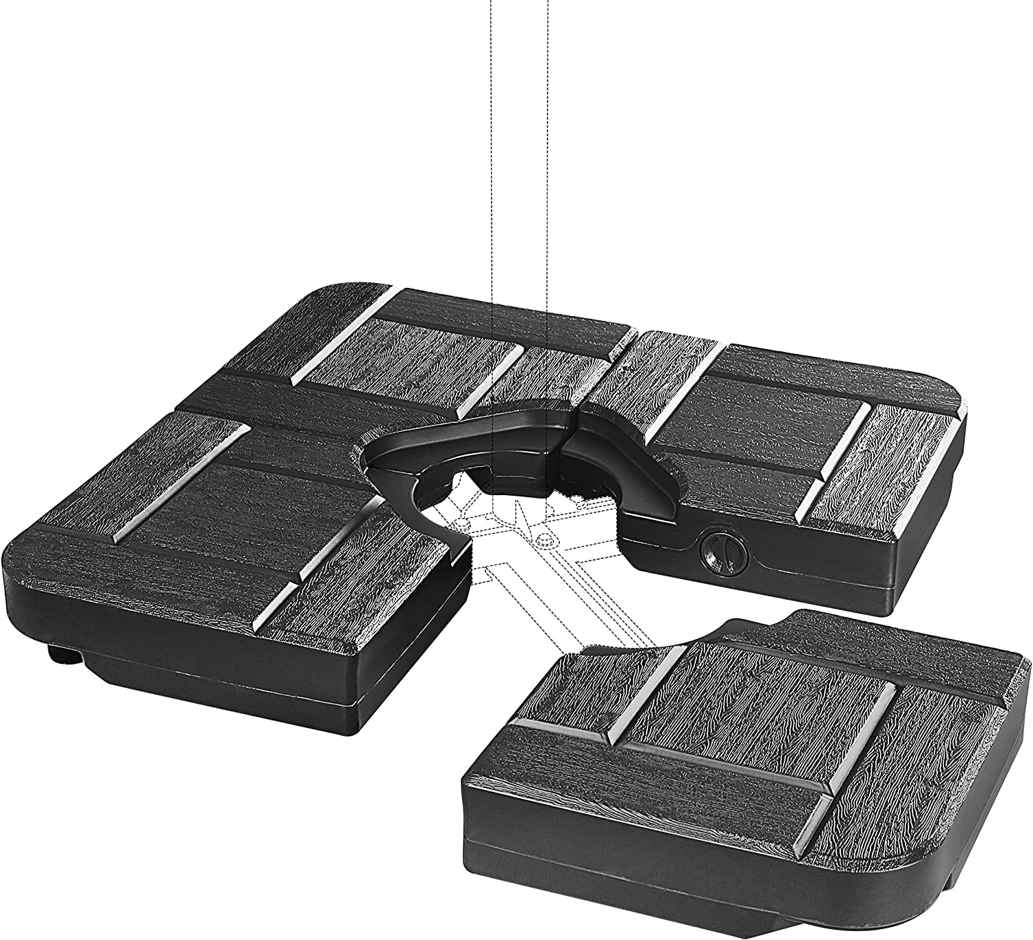 4Pcs Cantilever Umbrellas Heavy Duty, 160lb Capacity Heavy Weight Stand ...